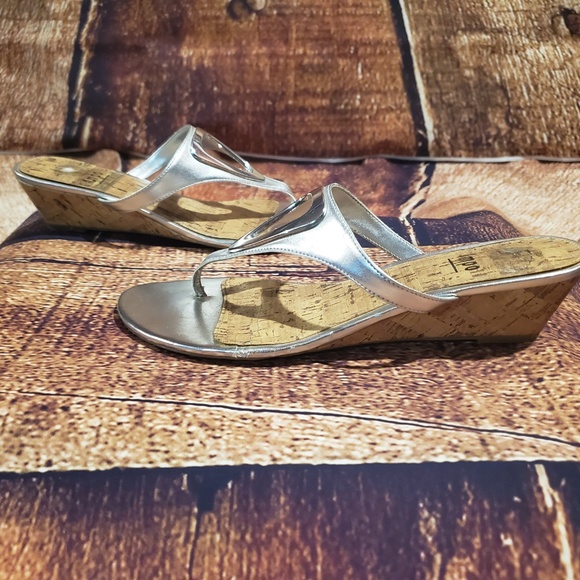 Impo | Shoes | Impo Silver Metallic 2 Wedge Sandals | Poshmark